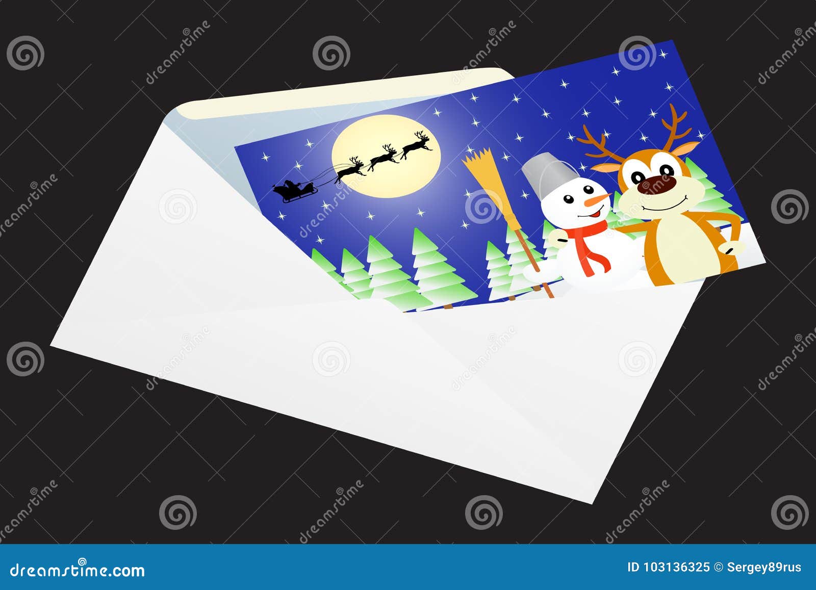 Christmas Card In An Envelope Stock Vector Illustration Of Forest
