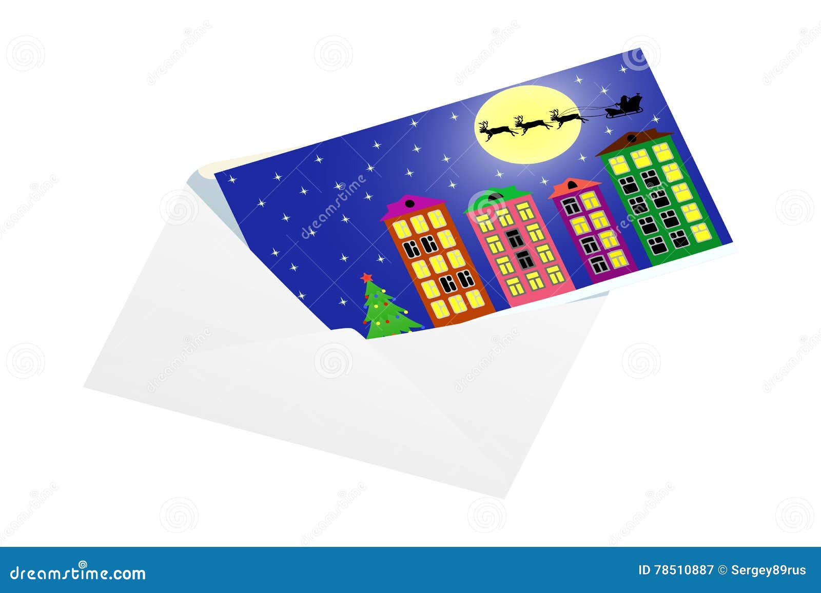 Christmas Card In An Envelope Stock Vector Illustration Of Envelope