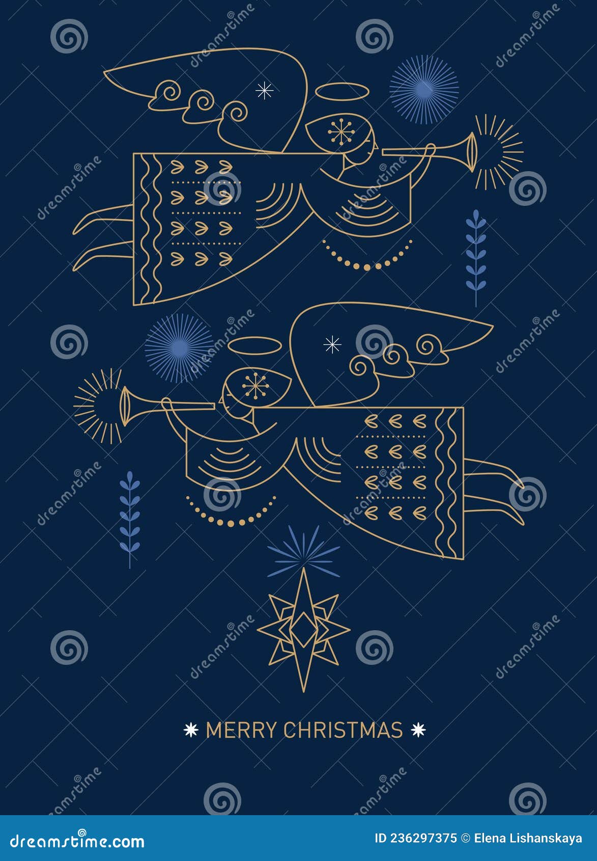 Christmas Card. Flying Christmas Angels Stock Vector - Illustration of ...