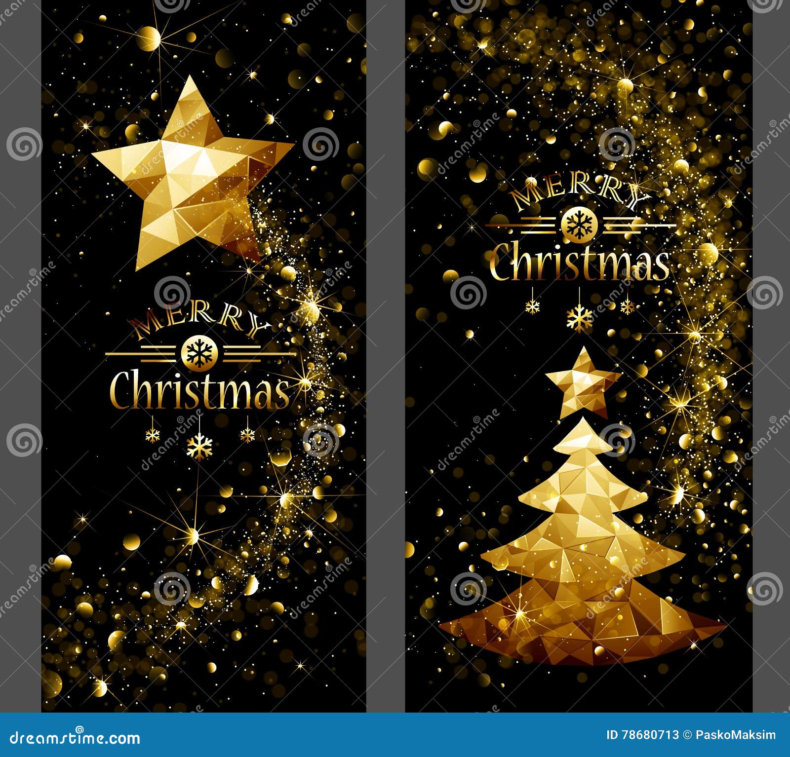 Christmas Card with Gold Star and Trees Low Poly Stock Vector ...