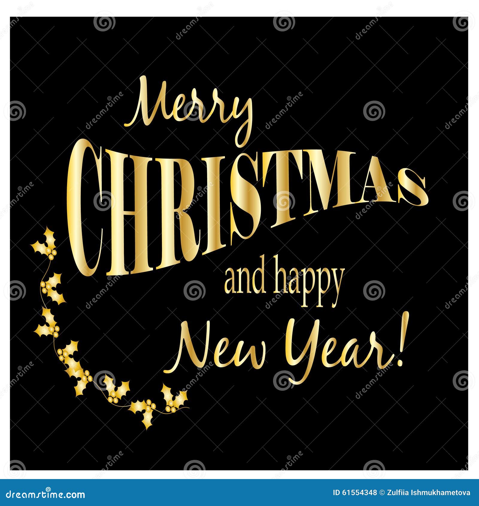 Christmas Card with Golden Text Stock Vector - Illustration of ...