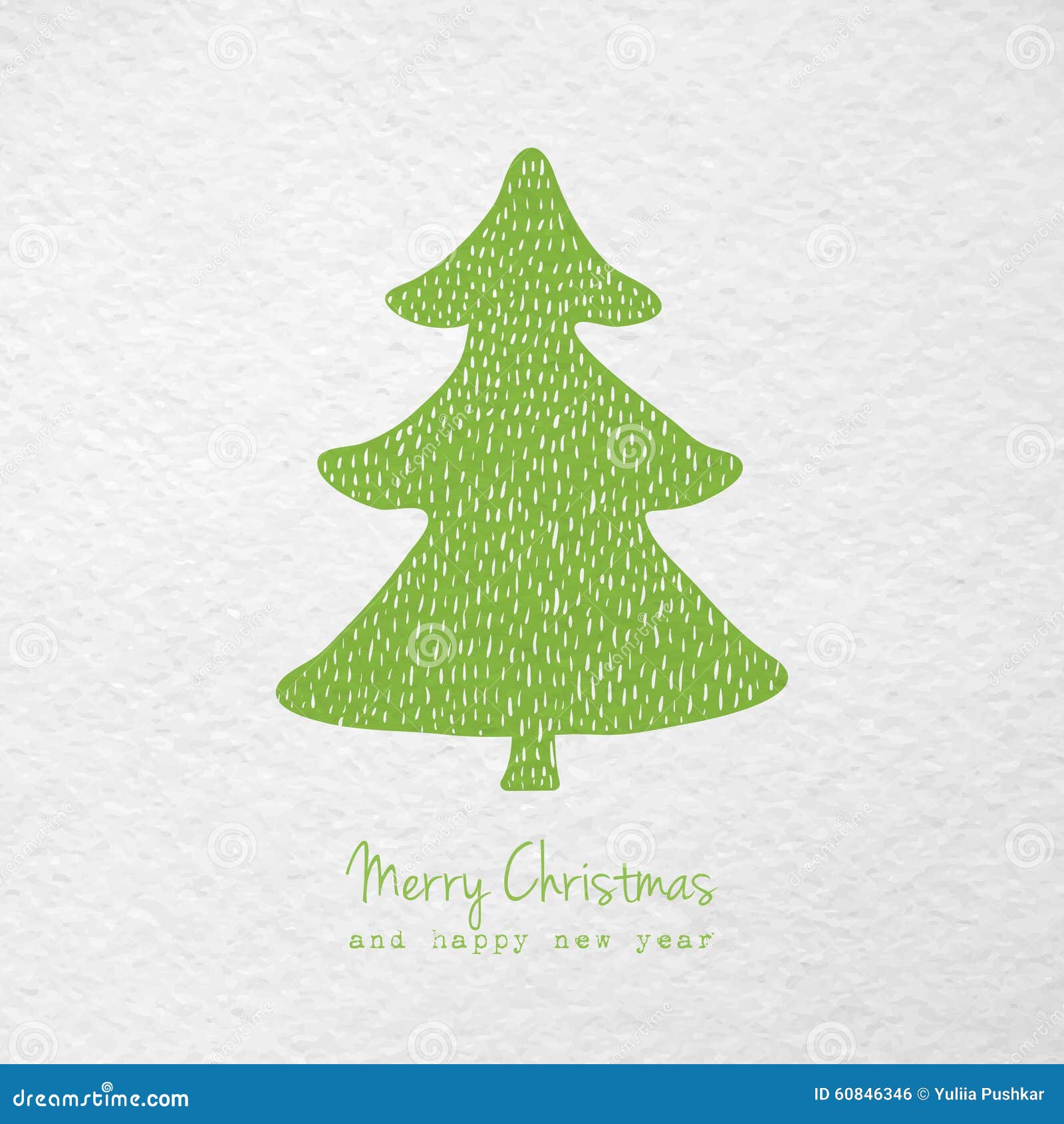 Christmas Card with Hand Drawn Christmas Tree Stock Vector ...