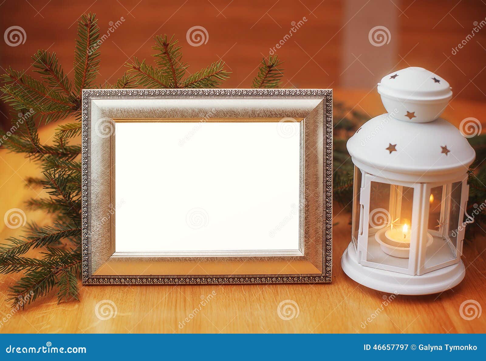 Christmas Card Invitation with a Frame and Candle Holder, Place Stock ...