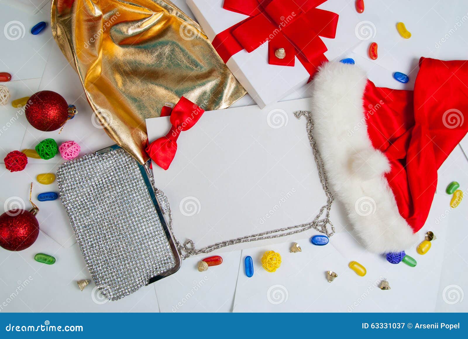 Christmas Card on Letter Background with Decorations Stock Image ...