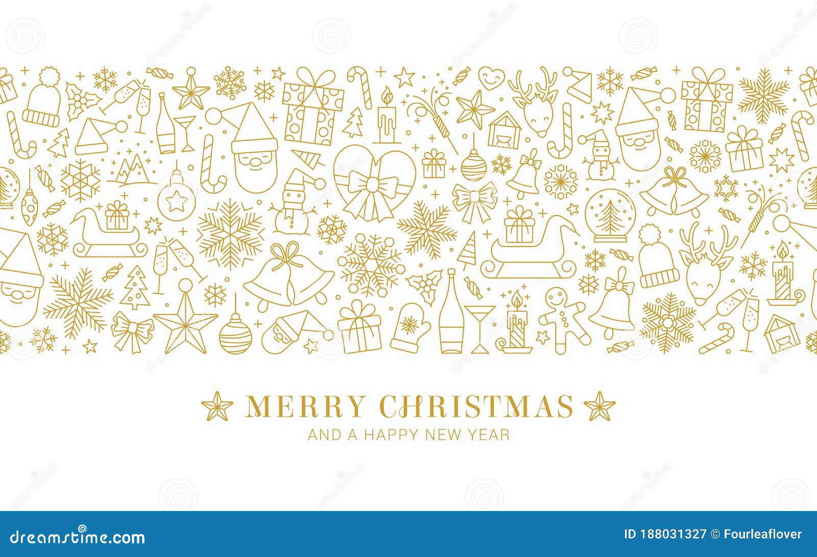 Christmas Line Art Set. Cute Traditional Holiday Icons Collection ...