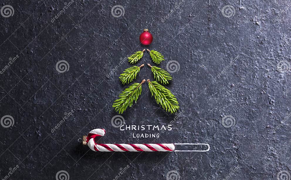 Christmas Card - Loading Concept - Tree and Candy Canes Stock Photo ...