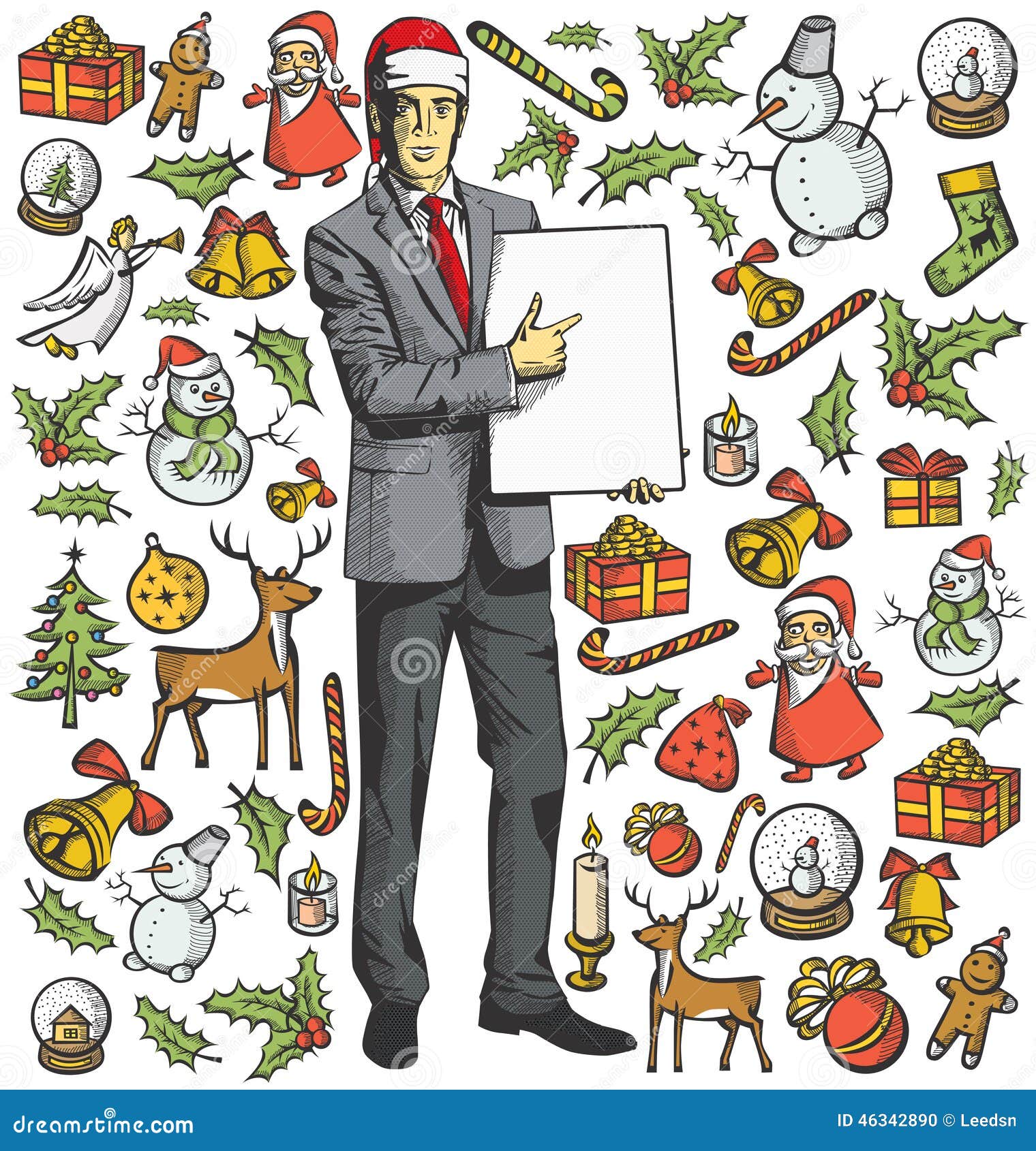 Christmas Card with Man stock vector. Illustration of christmas - 46342890