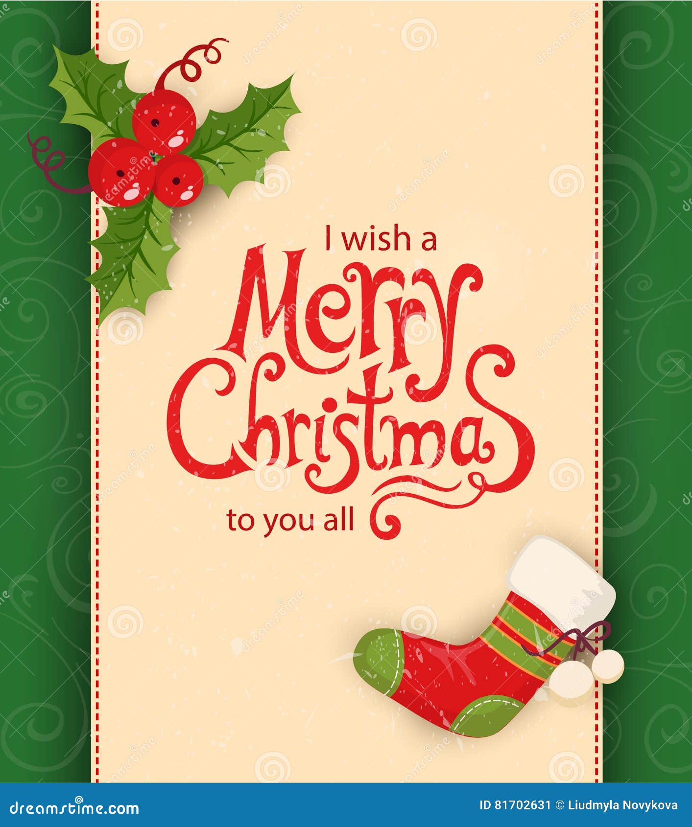 Christmas Card with Objects and Text Stock Vector - Illustration of ...