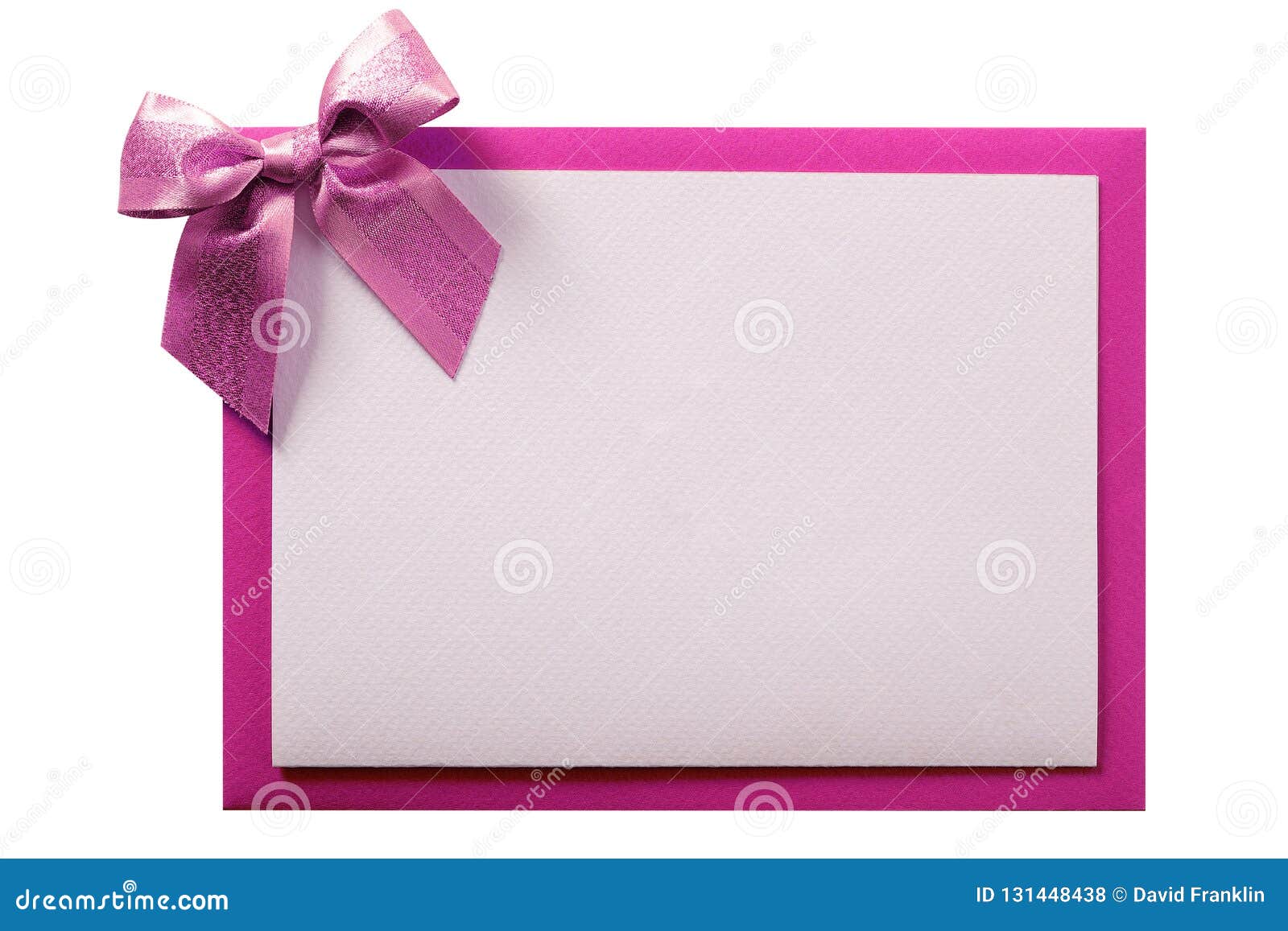 Christmas Card Pink Ribbon Bow Envelope Frame Isolated Stock Photo ...