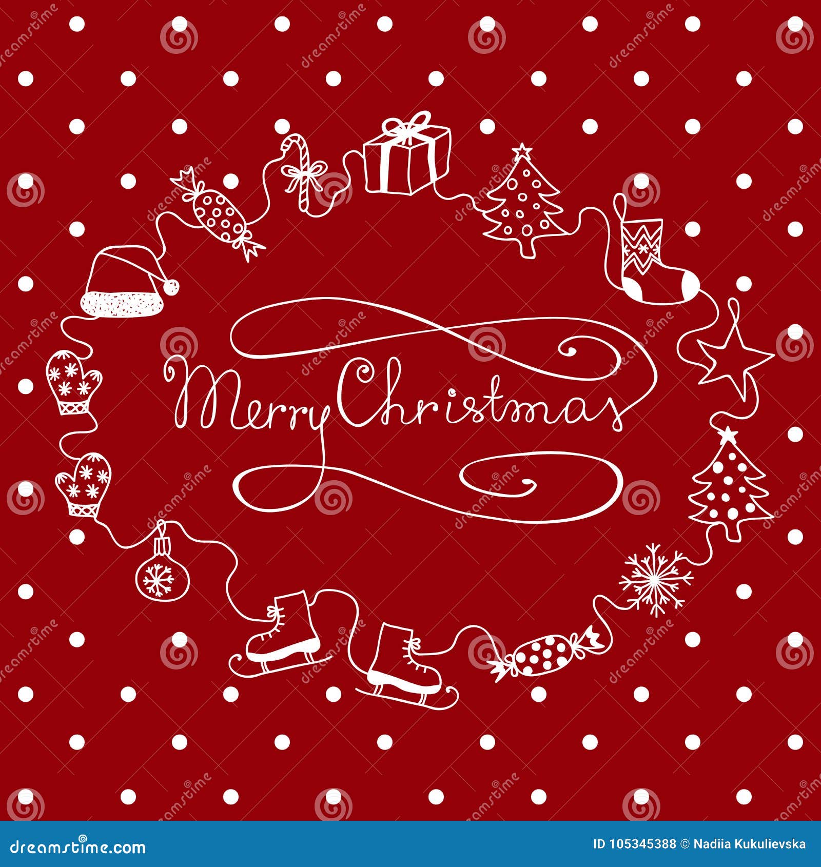 Christmas Card on the Red Background Stock Vector - Illustration of ...
