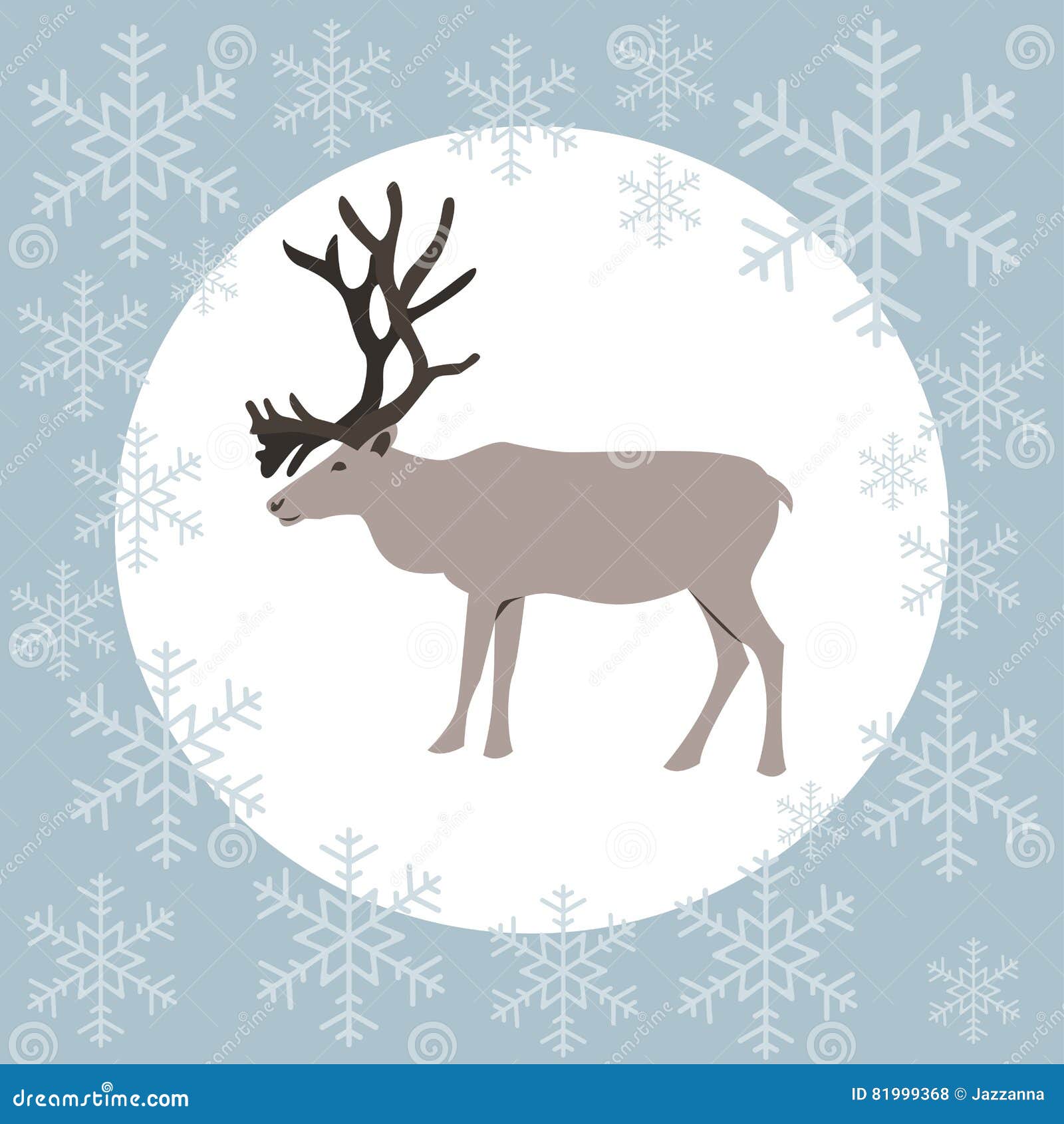 Christmas Card Reindeer Blue Stock Vector - Illustration of winter ...