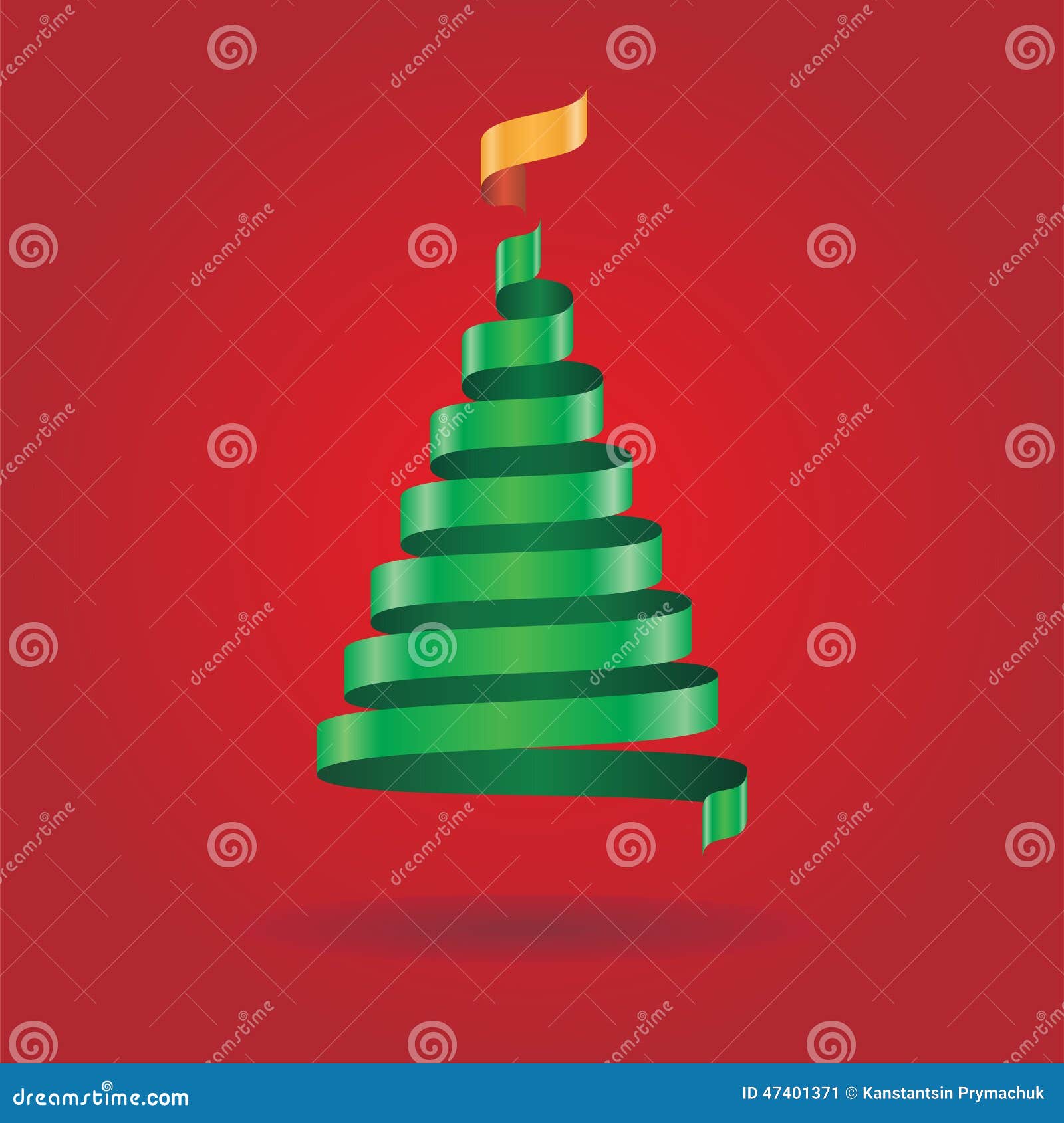 Christmas Card with Ribbon Tree. Vector Stock Vector - Illustration of ...
