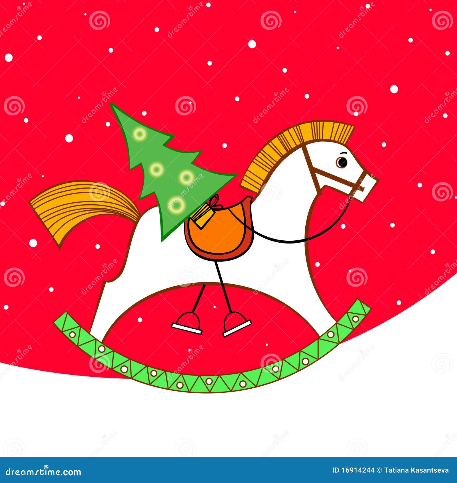 Christmas Card. Rocking Horse Stock Vector - Illustration of claus ...
