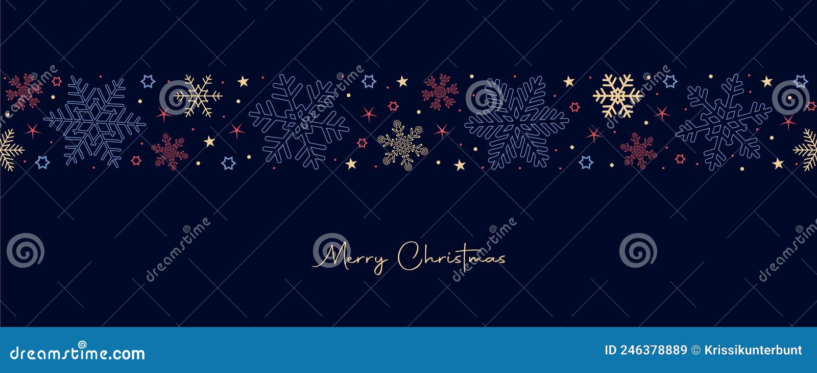 Christmas Card with Seamless Pattern Snowflake Border Stock Vector ...