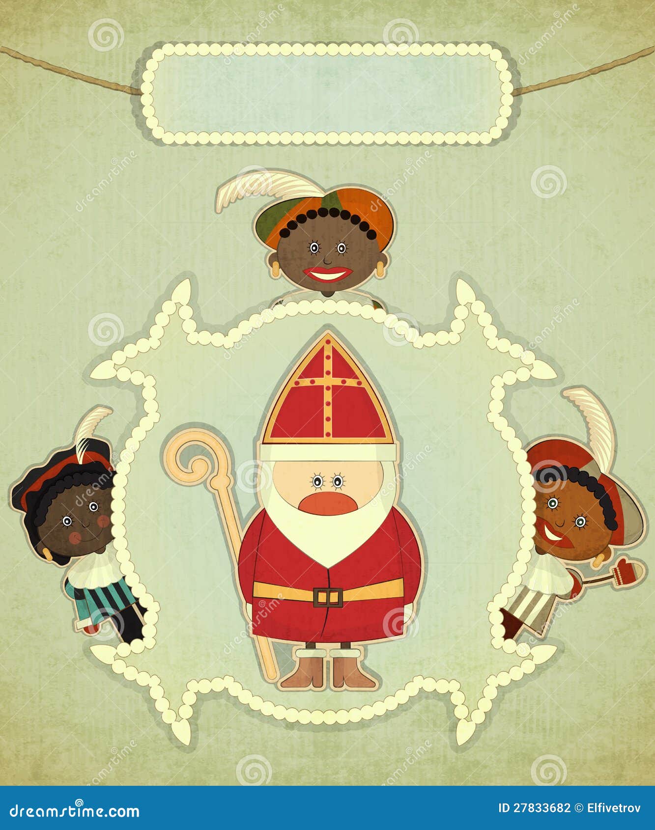 Christmas Card with Sinterklaas Stock Vector - Illustration of pattern ...
