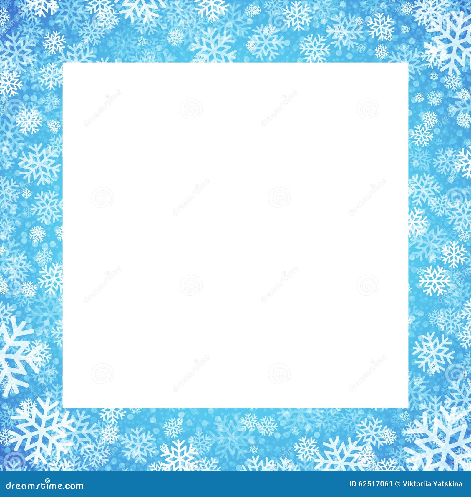 Christmas Card with Snowflakes Frame on Blue Stock Vector ...