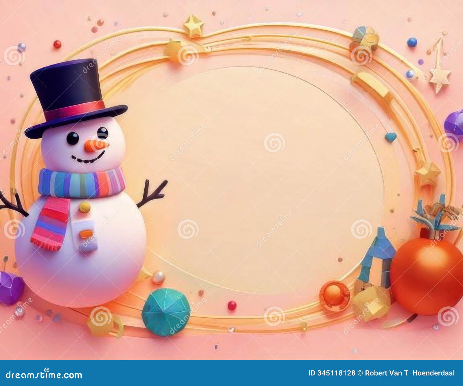 Christmas Card with Snowman and Swirl Frame at 14-11-2024 Stock ...
