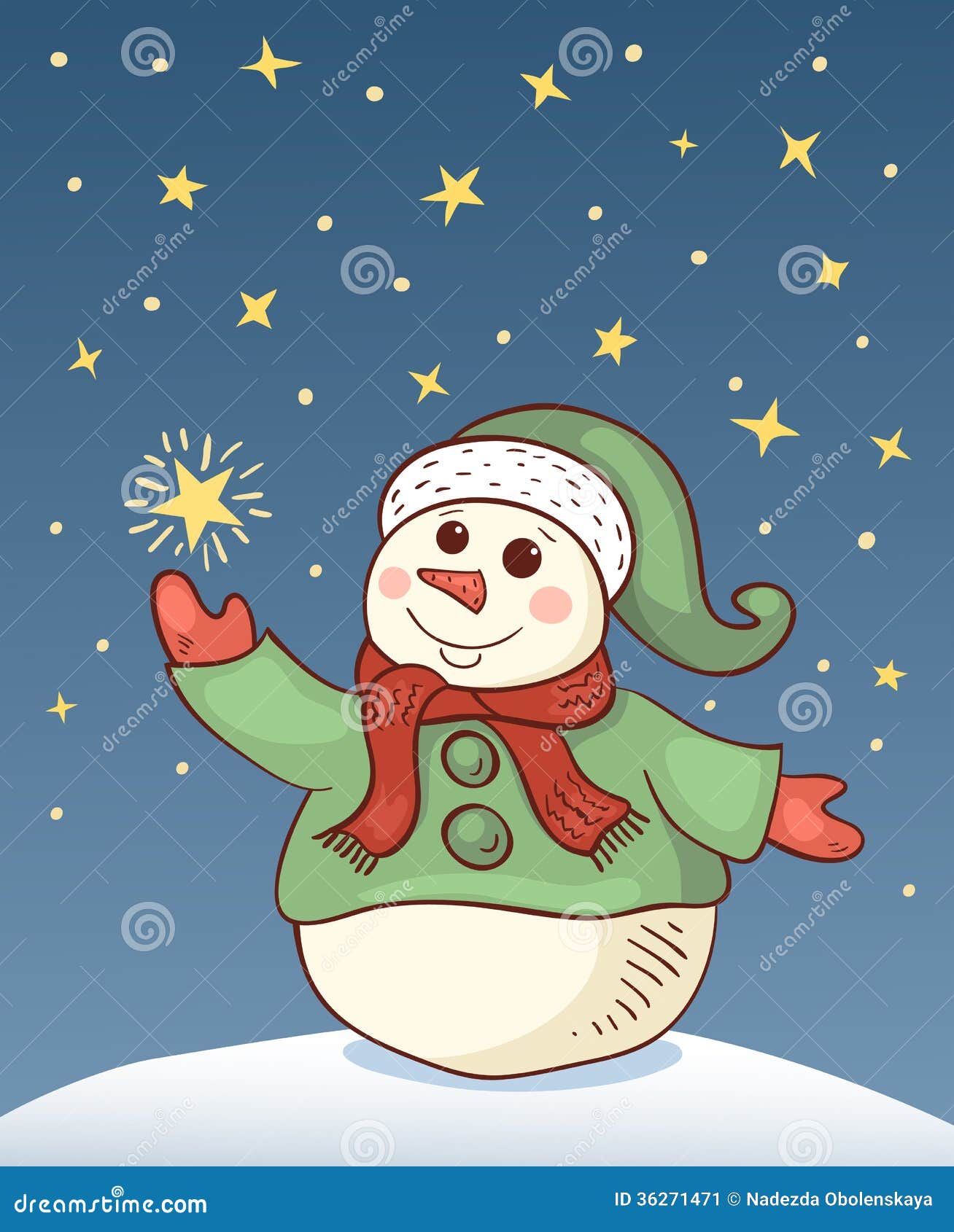 Christmas Card with Snowman Stock Vector - Illustration of happy ...