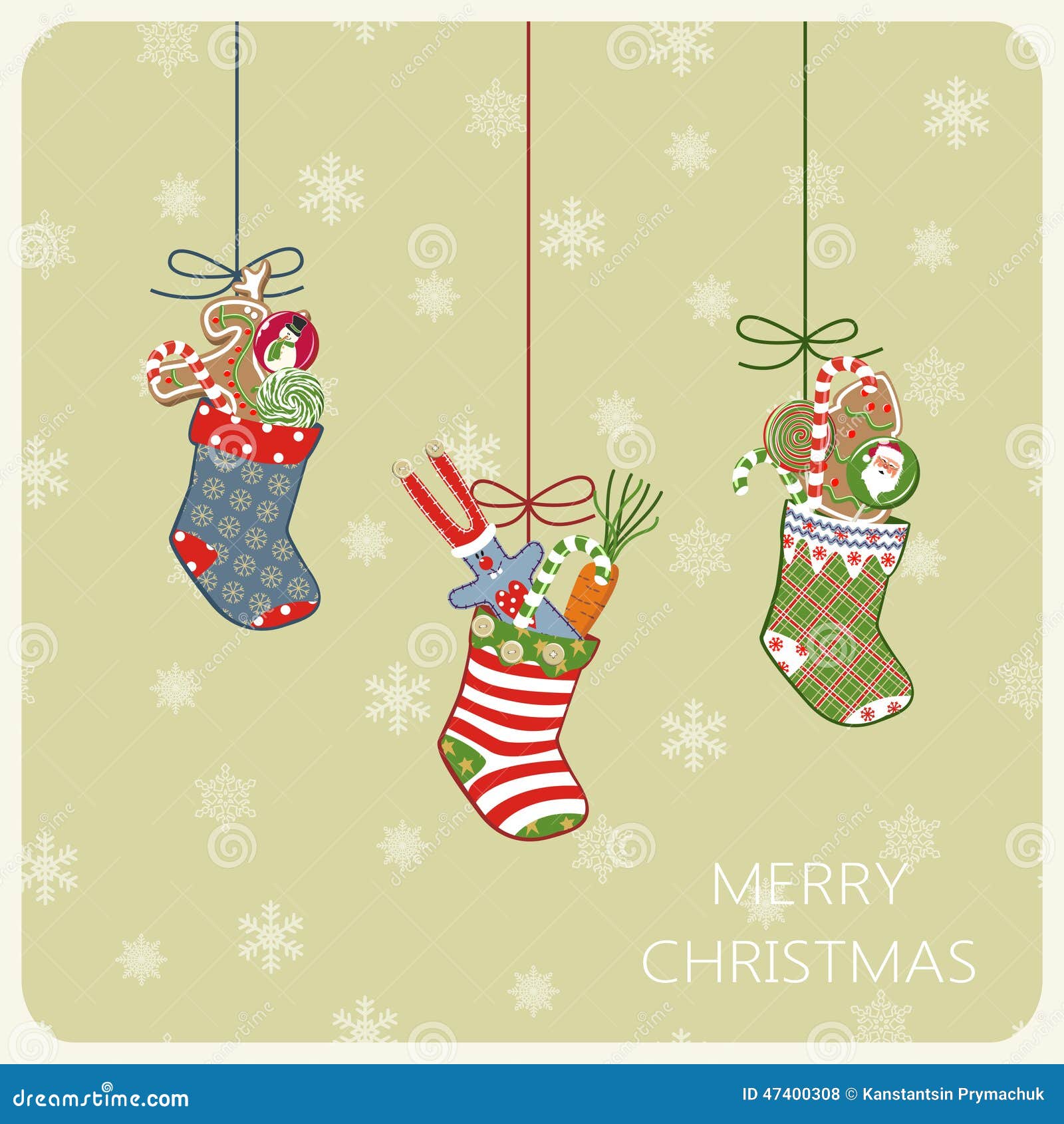 Christmas Card with Socks and Gifts. Vector Stock Vector - Illustration ...
