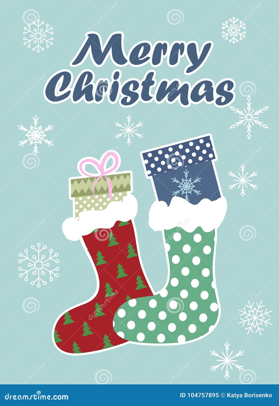 Christmas card with socks stock vector. Illustration of decorative ...