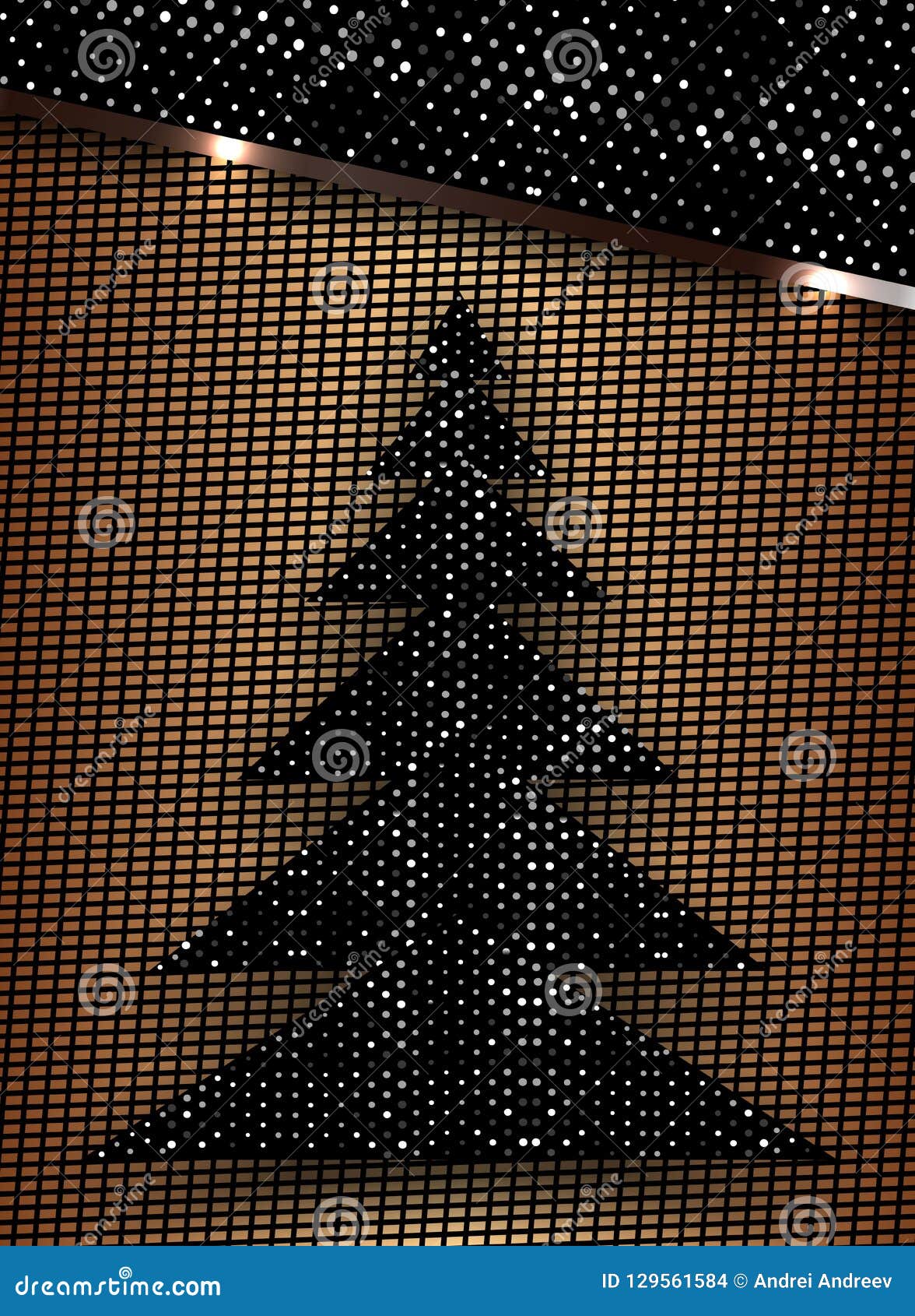 Christmas Card with a Stylized Christmas Tree, with Shadow and Light ...