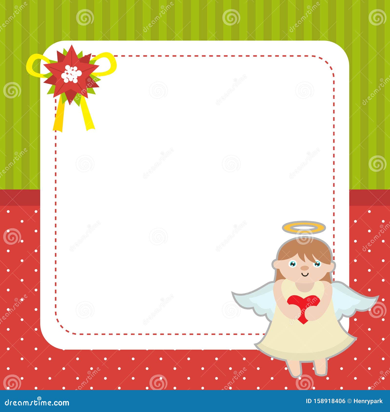 Christmas Card Template with Angel. Stock Vector - Illustration of ...