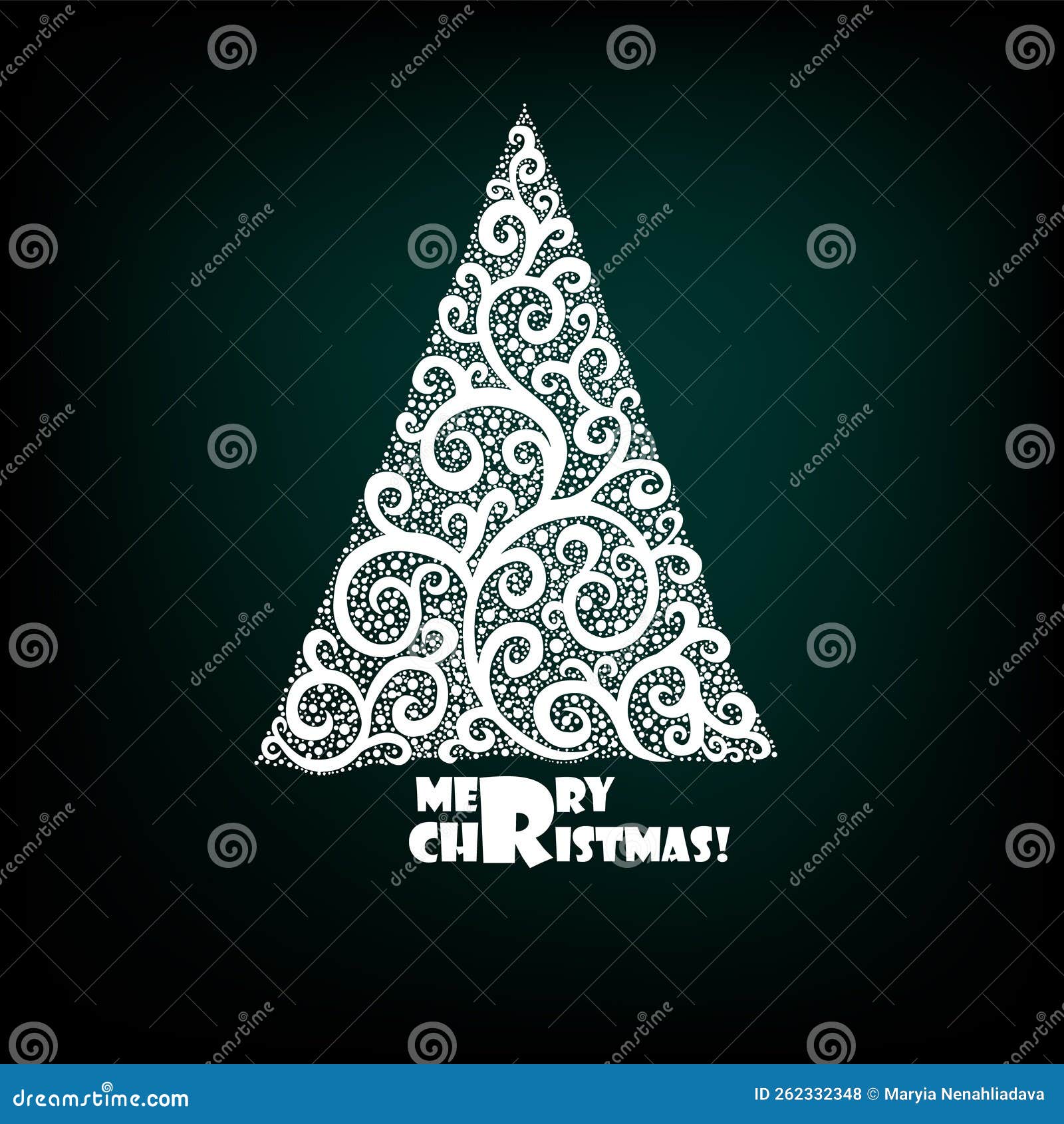 Christmas Card. Christmas Tree Swirls. Vector Illustration. Vector ...