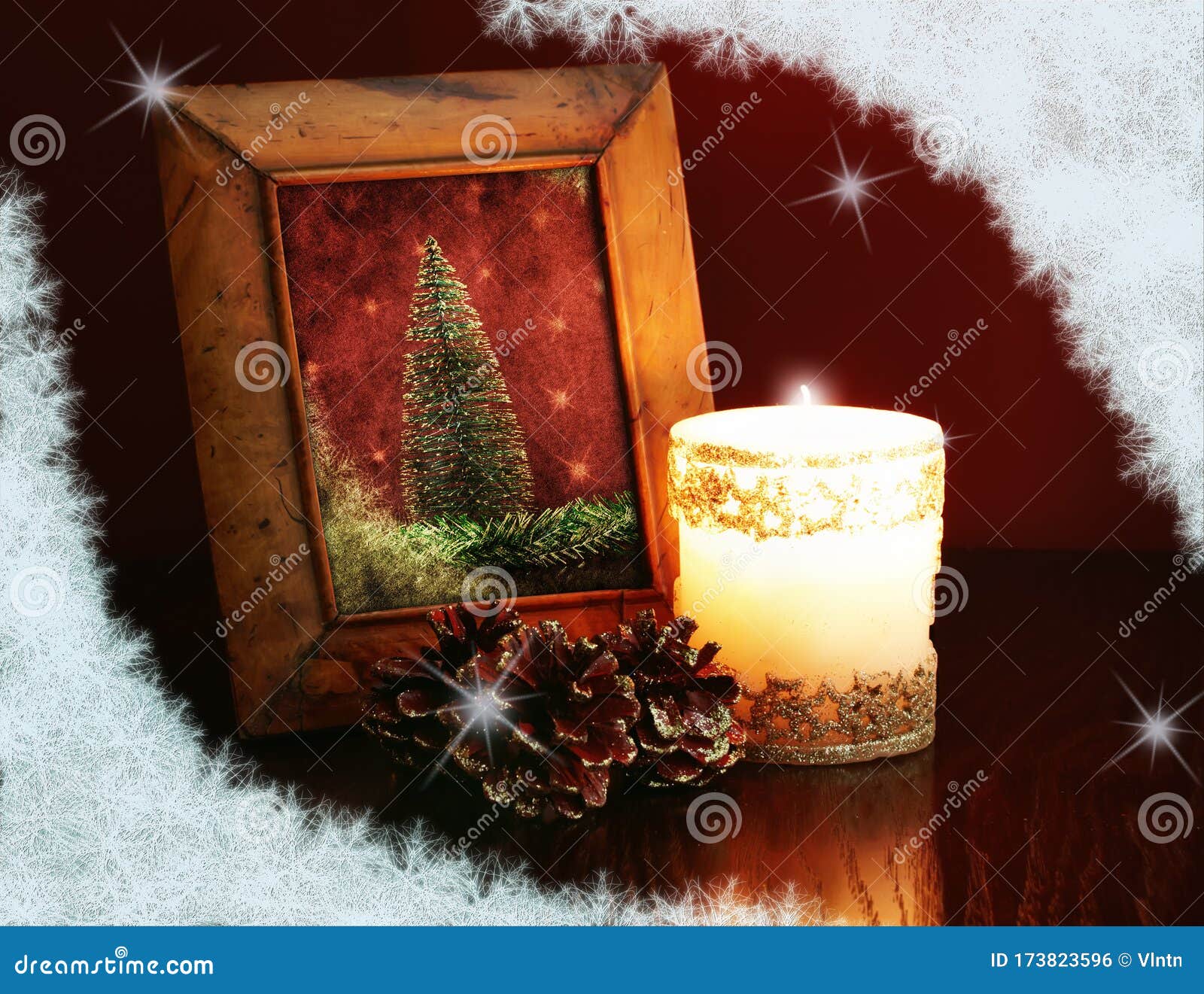 Christmas Card on a Table at Candlelight Stock Photo - Image of ...
