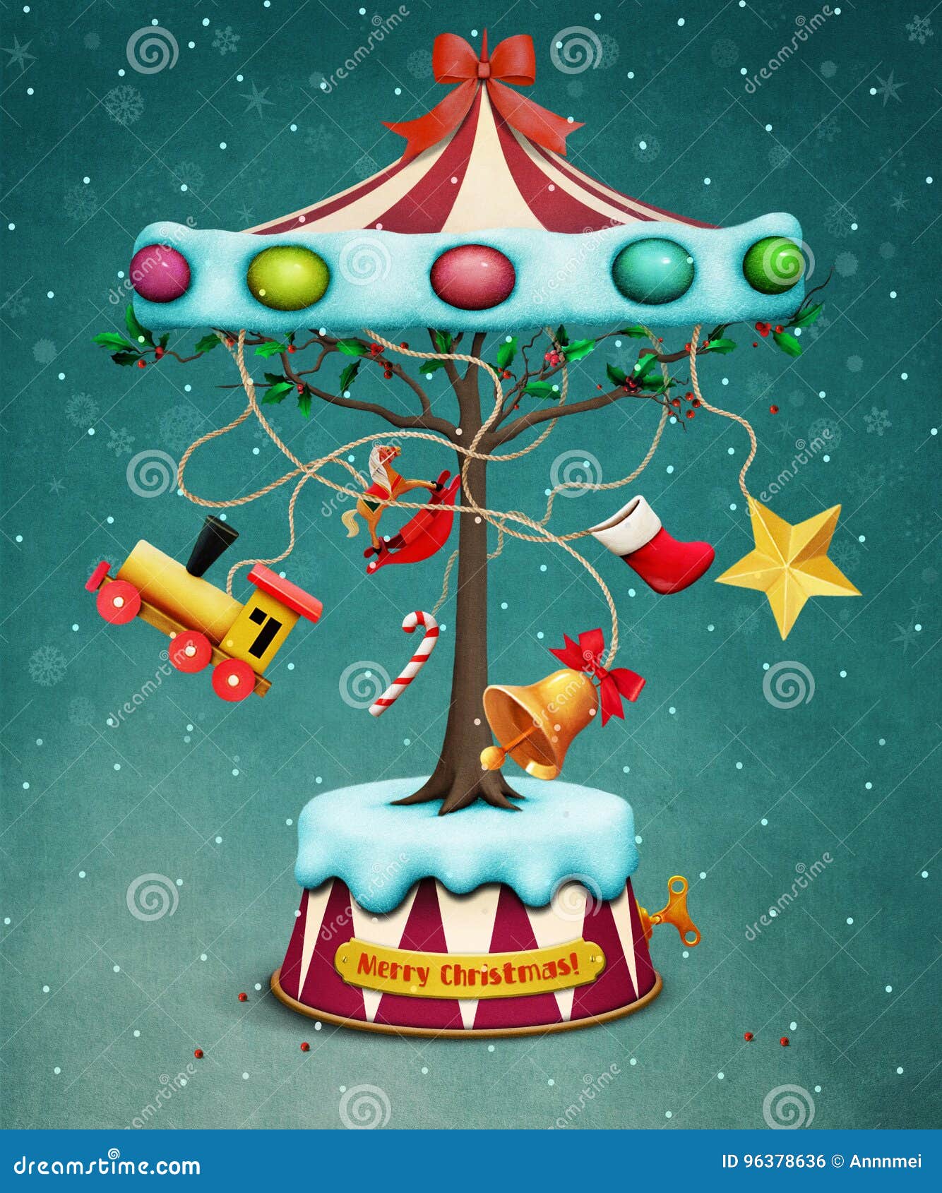 Christmas Carousel stock illustration. Illustration of cold - 96378636