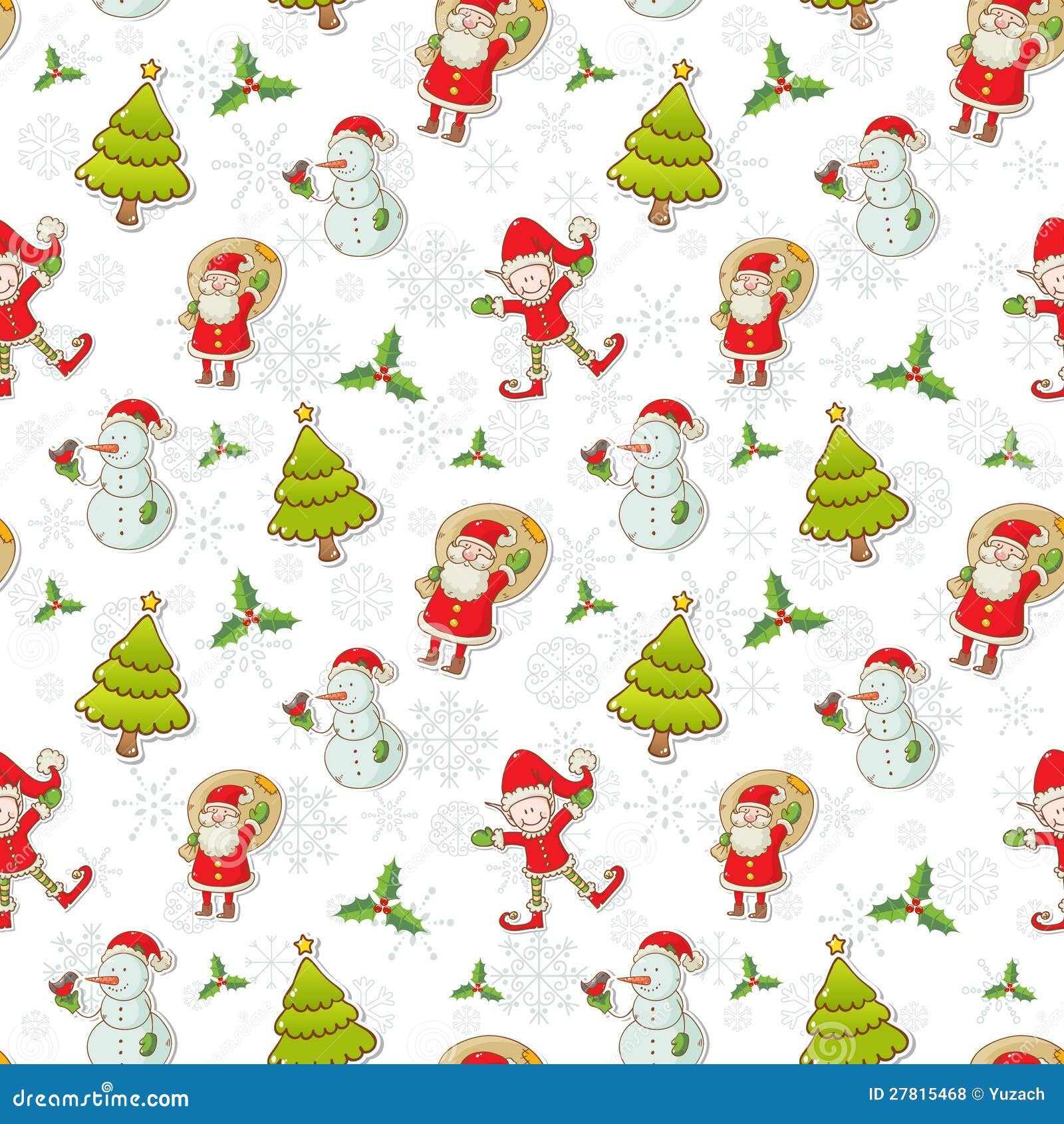 Christmas Cartoon Characters Seamless Pattern Stock Vector ...