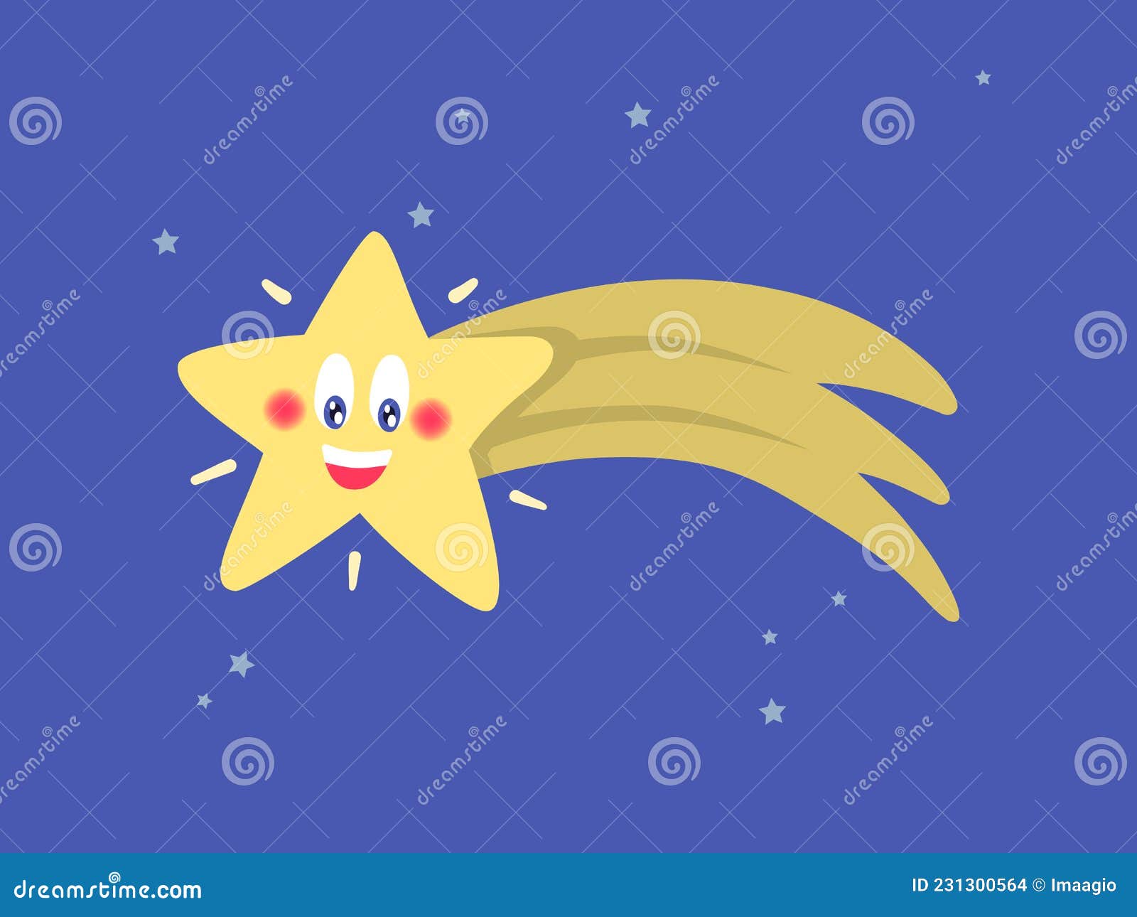 Christmas Cartoon Star with Bright Trail. Vector Illustration Stock ...