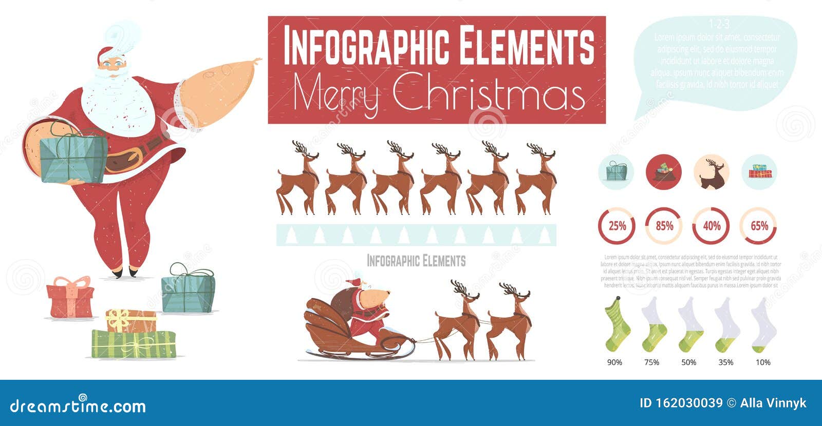 Christmas Cartoon Vector Infographics Elements Set Stock Vector ...