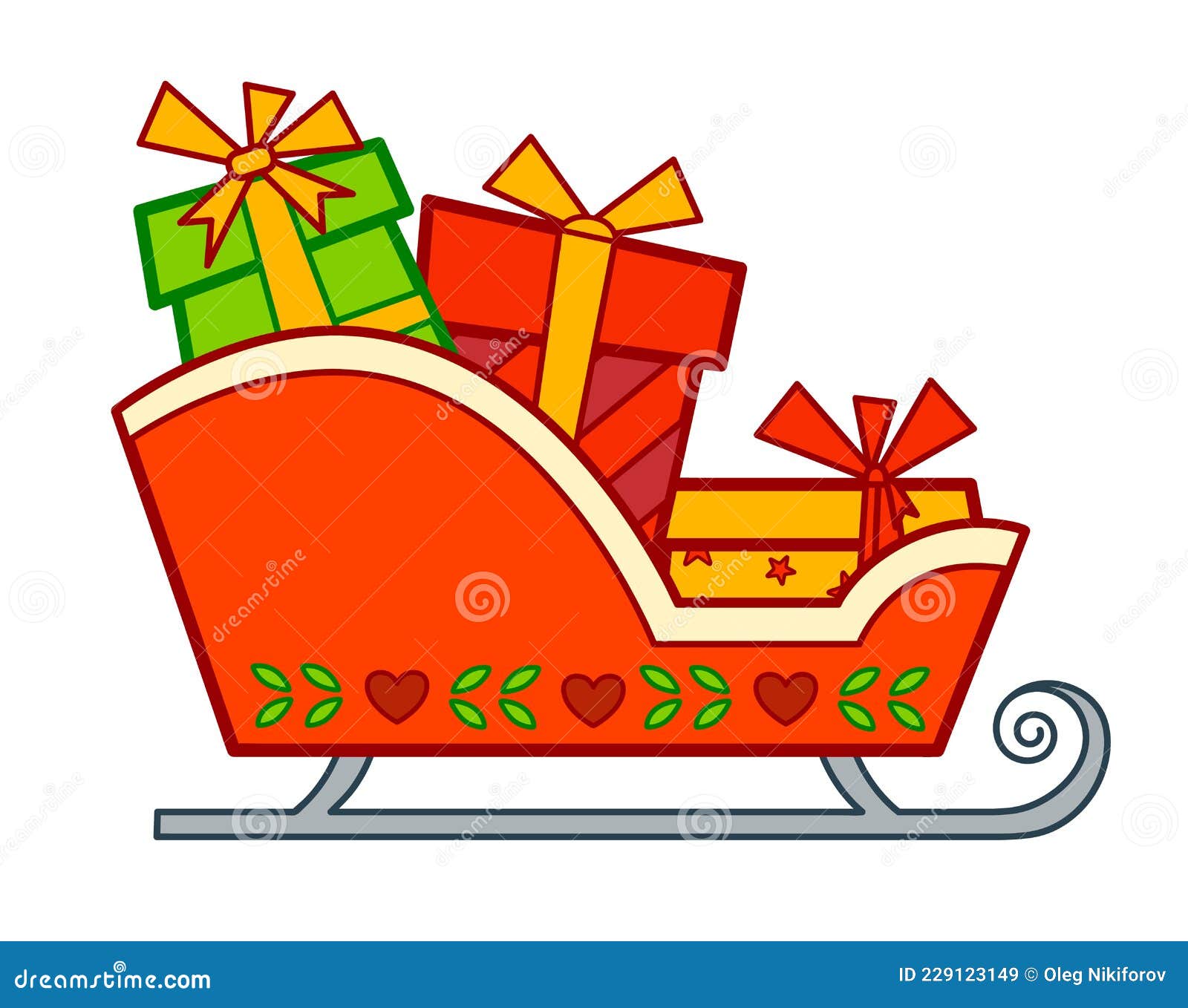 Christmas Cartoons Clip Art. Christmas Sled Vector Illustration Stock ...