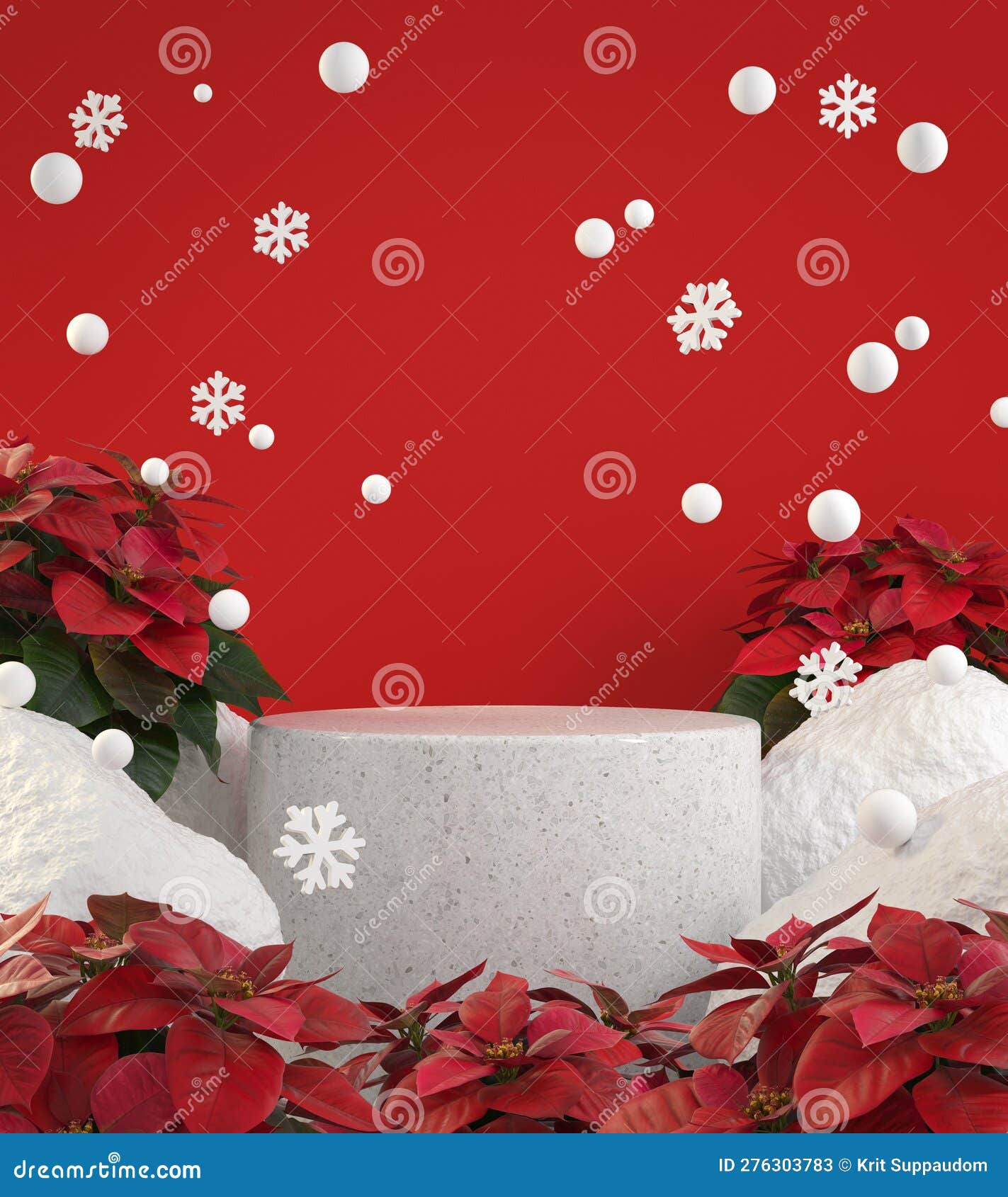 Christmas Celebrate Concept Podium Display Stage with Snow Falling on ...