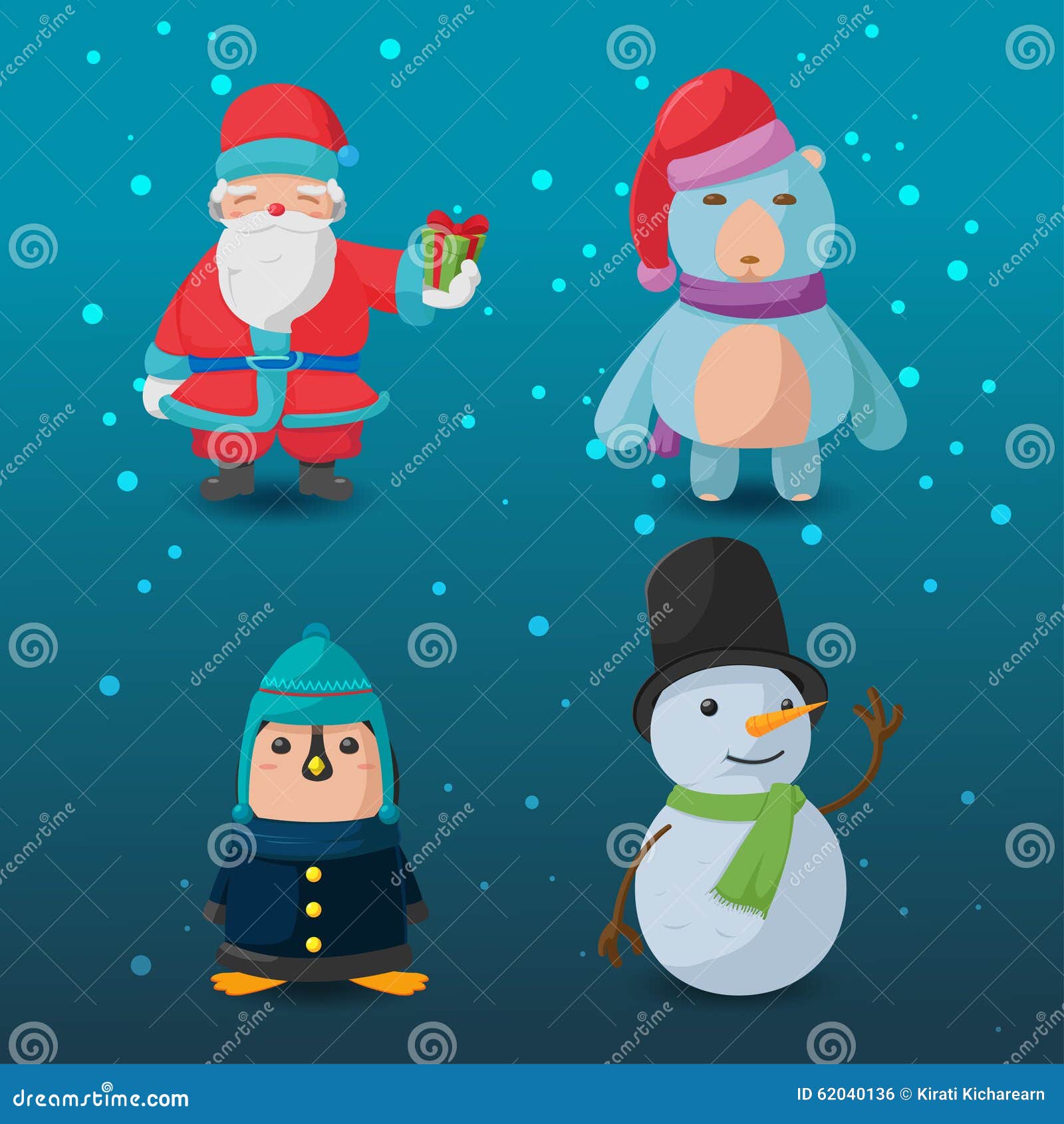 Christmas Character Cartoon Design Set Stock Illustration ...