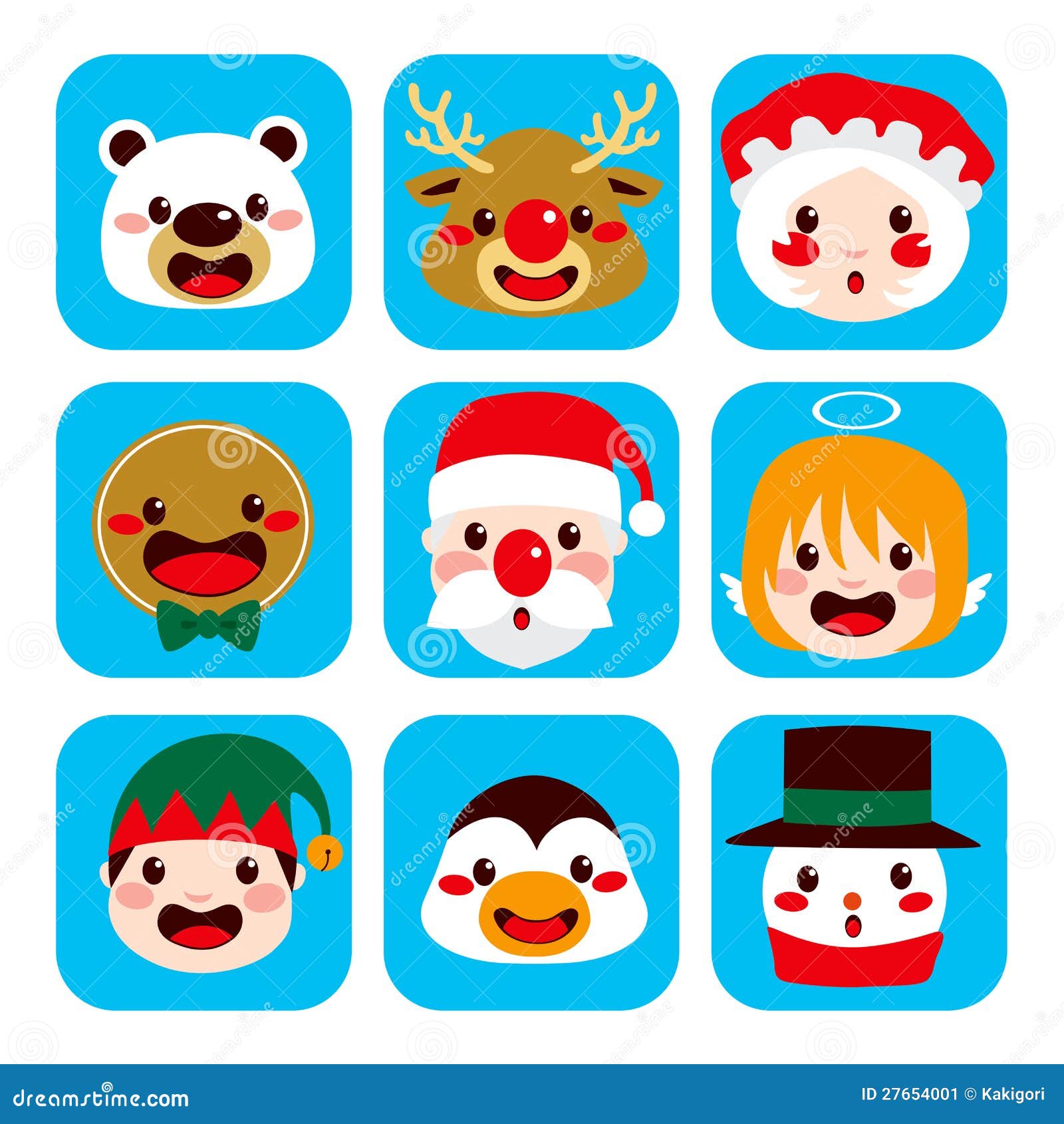 Christmas Character Faces stock vector. Illustration of bear - 27654001