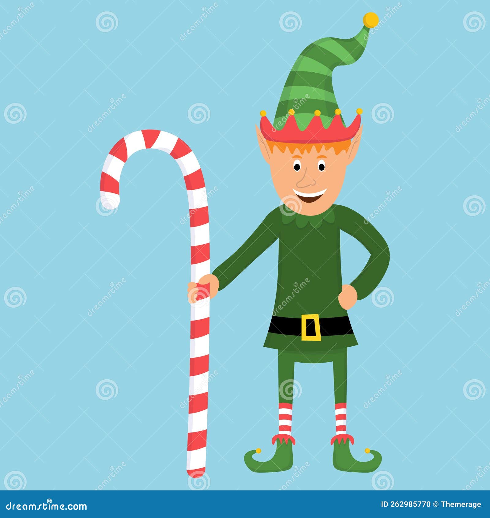 Christmas Character of Little Elf with Big Candy Stock Vector ...