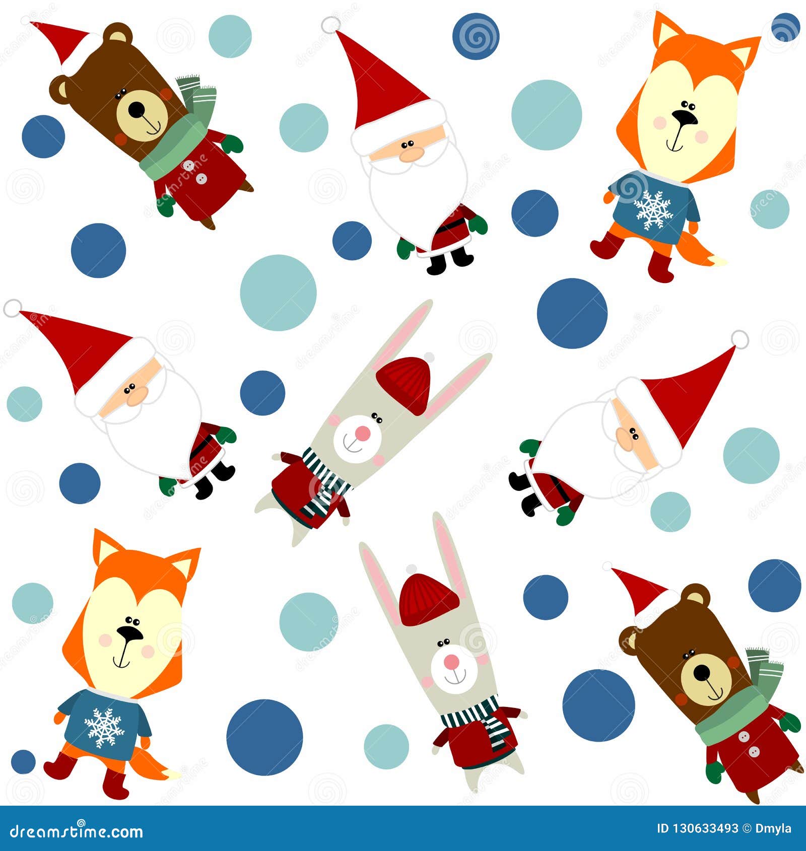 Christmas Characters Background Stock Vector - Illustration of cute ...