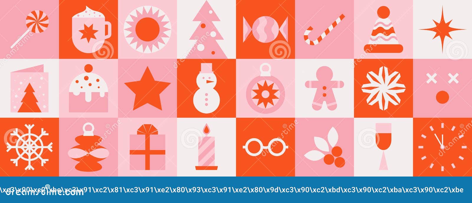 Christmas Checkered Pattern. Geometric Elements, Minimal Holiday Icons ...