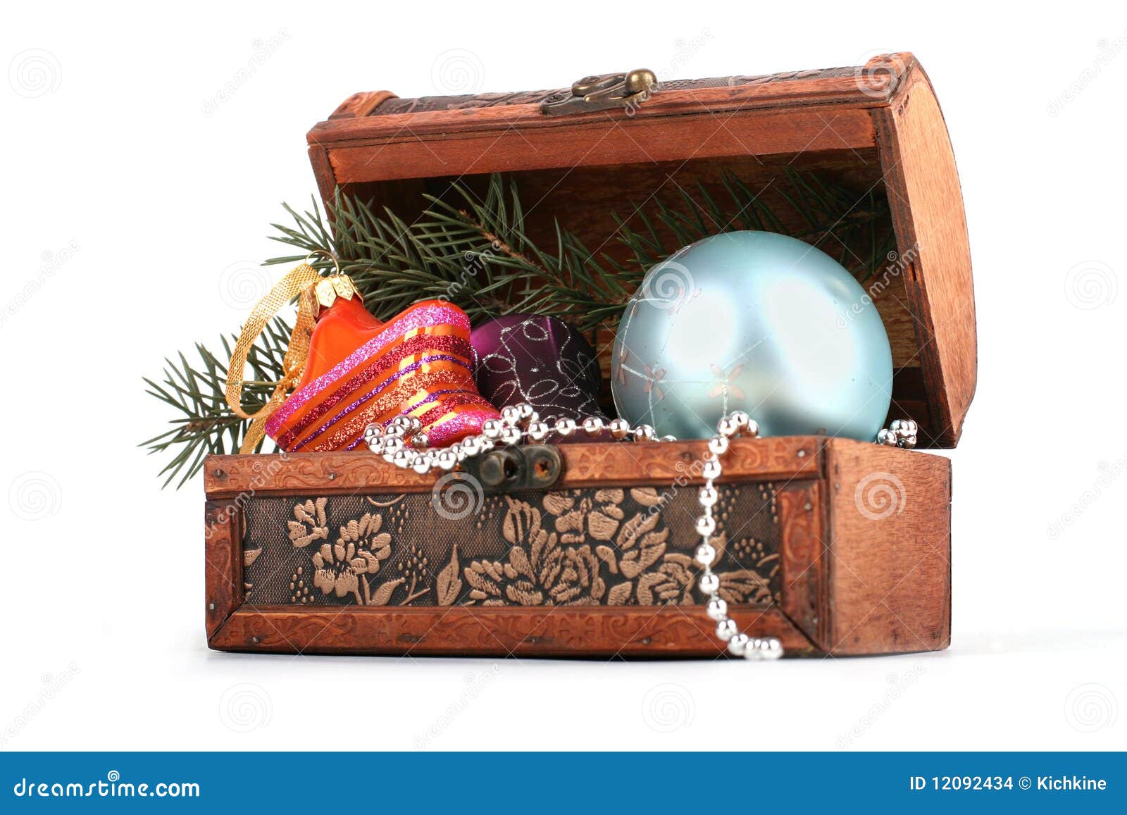 Christmas Chest with Glass Desorations Stock Photo - Image of blue ...