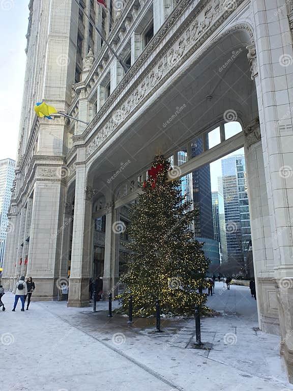 Christmas Chicago Tree Downtown Editorial Photo - Image of tree ...