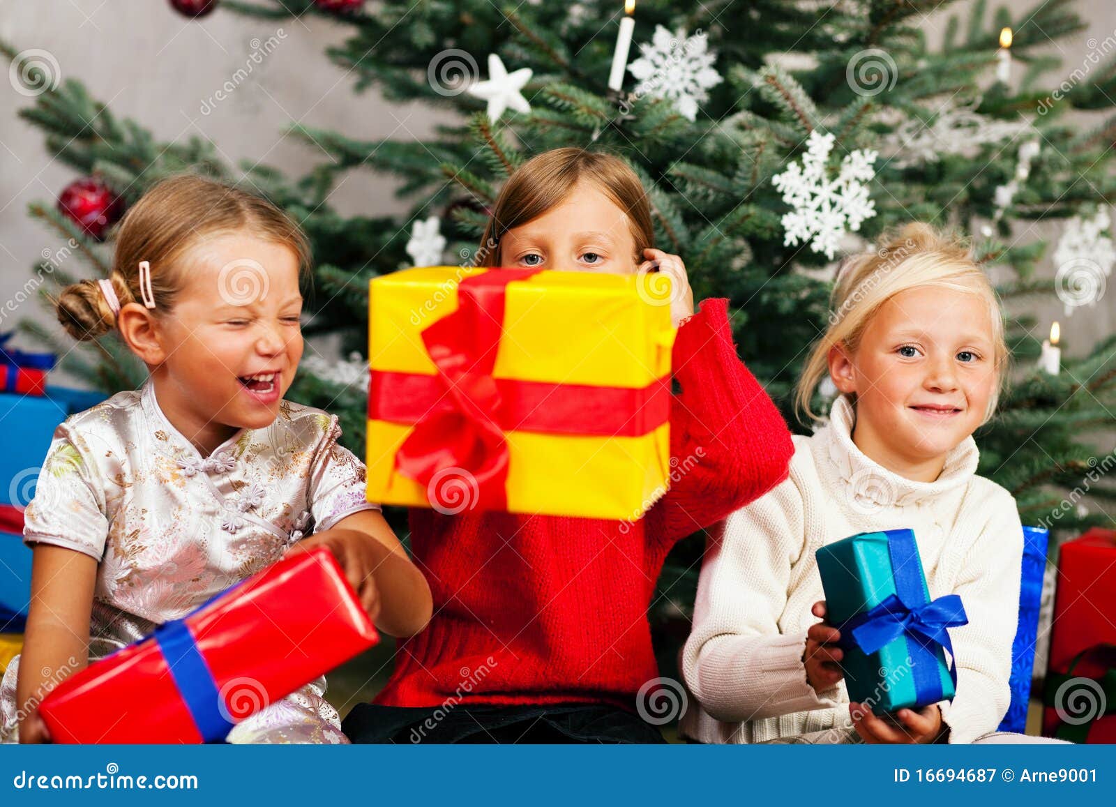 Christmas - Children with Presents Stock Image - Image of children ...