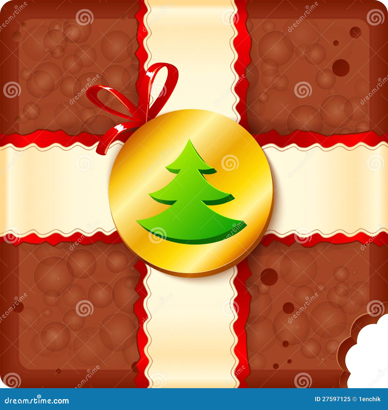 Christmas Chocolate Box with Badge and Ribbon Stock Vector ...