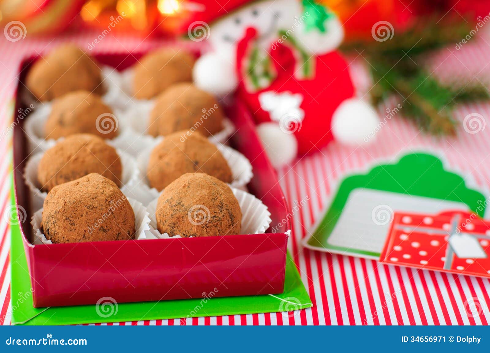 Christmas Chocolate Truffles in a Gift Box Stock Image - Image of ...