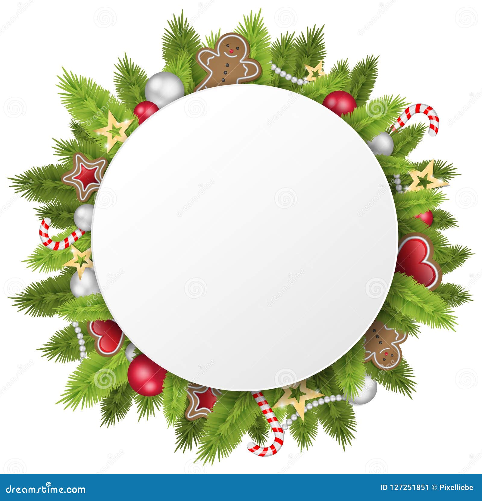 Christmas Circle Wreath Vector Stock Illustration - Illustration of ...