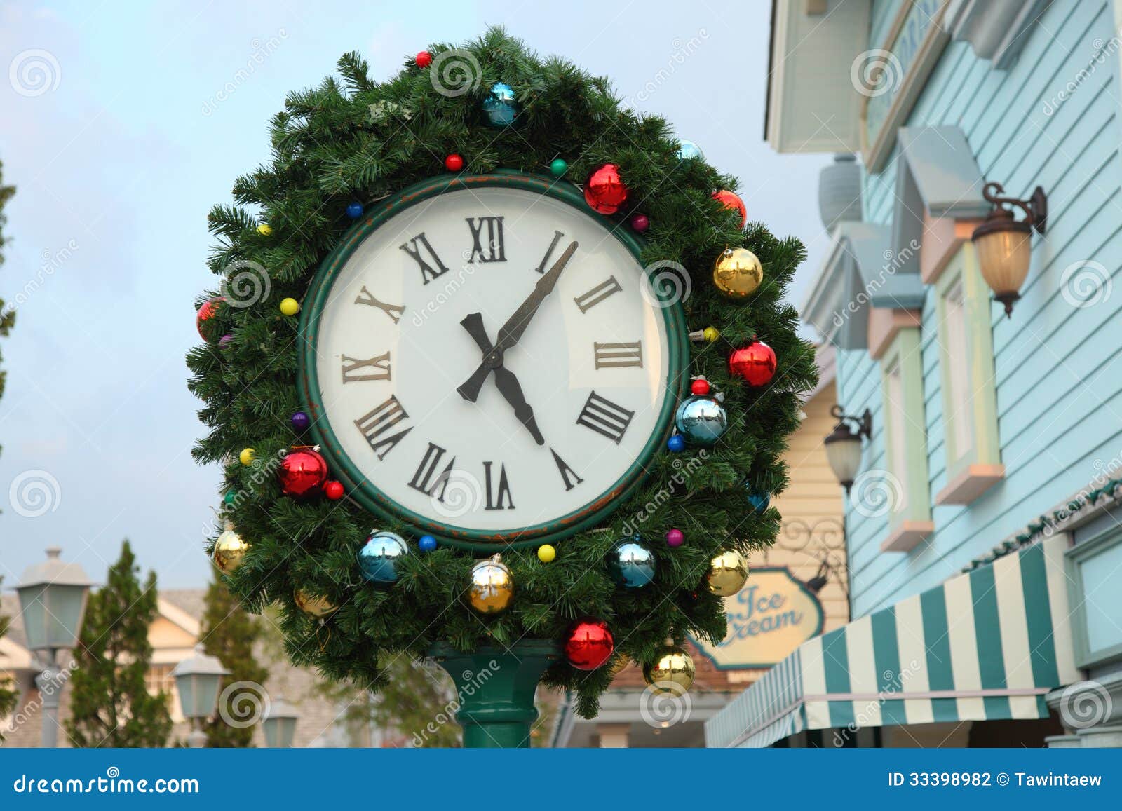 Christmas Clock and Fir Branches Stock Photo - Image of greeting ...