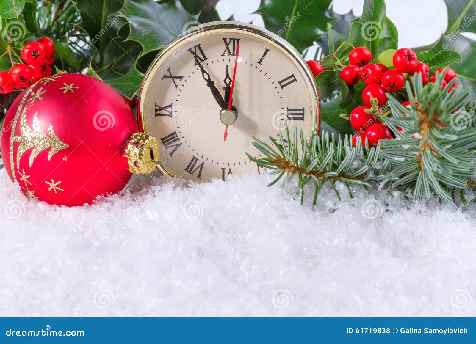 Christmas clock stock photo. Image of ball, bijou, clock - 61719838