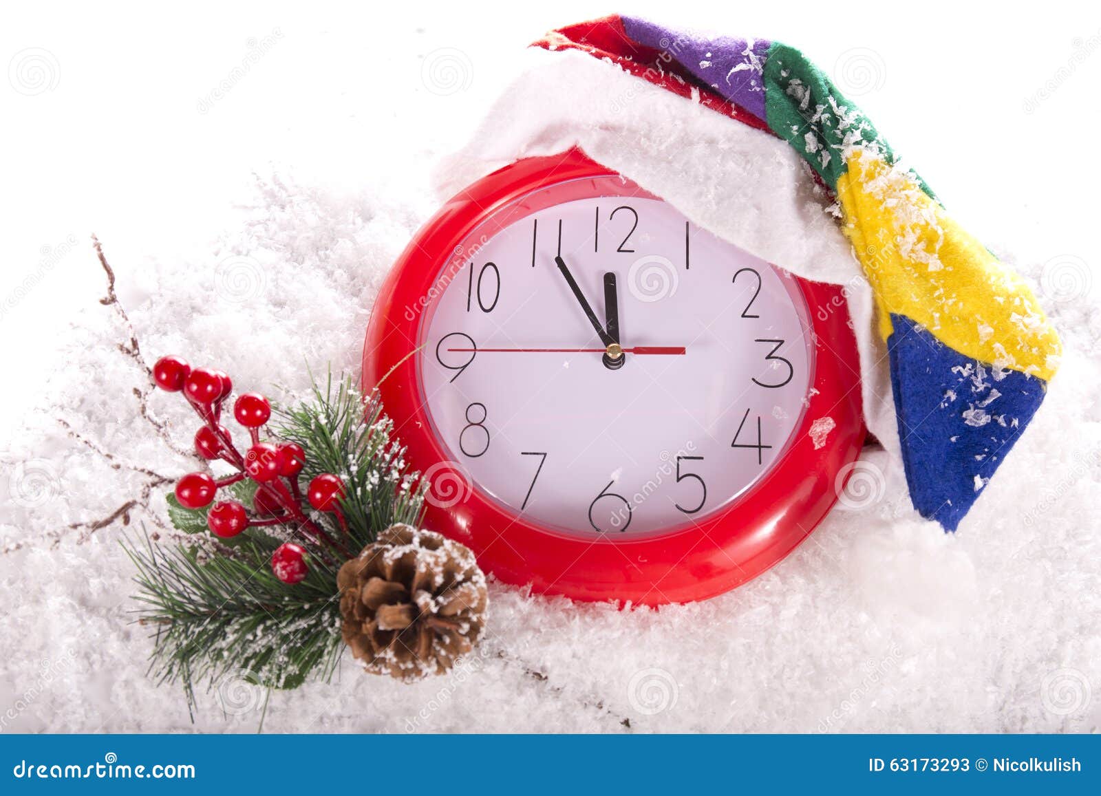 Christmas clock 12 hours stock image. Image of christmas - 63173293