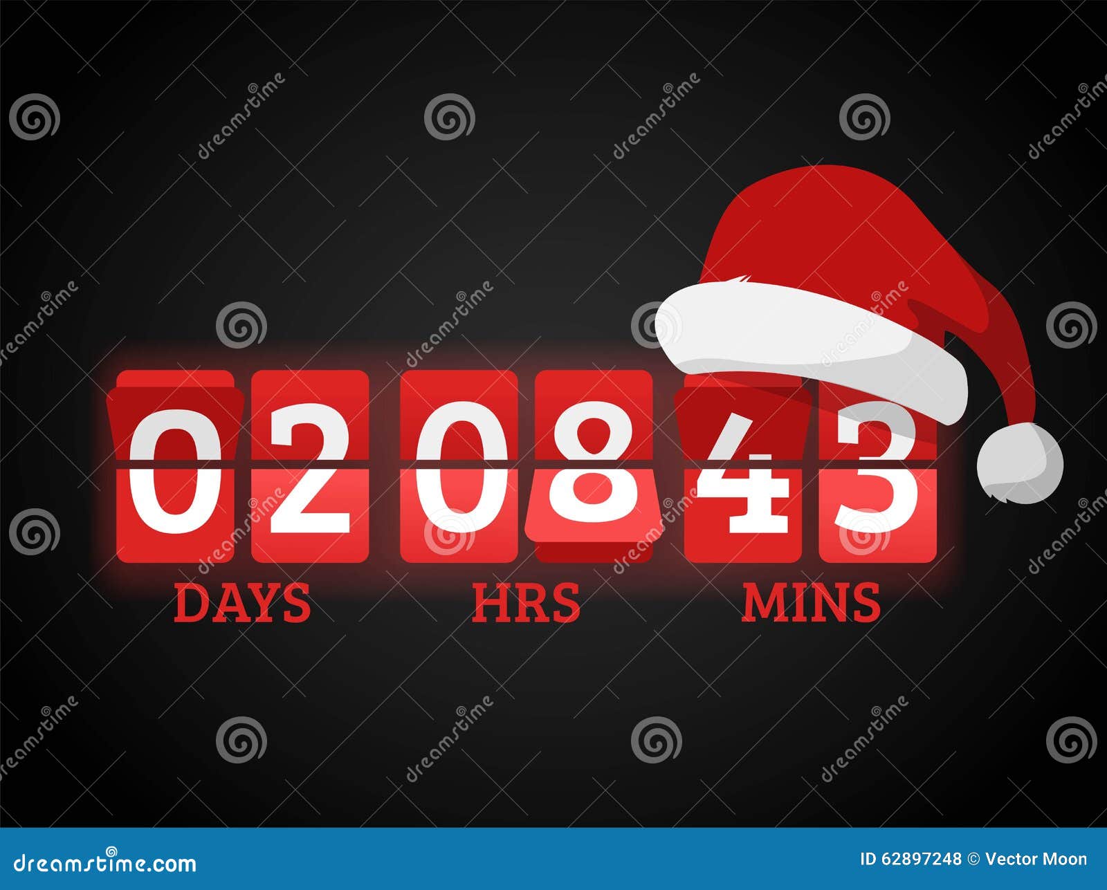 Christmas Clock Timer Digits Board Panels Stock Vector - Illustration ...