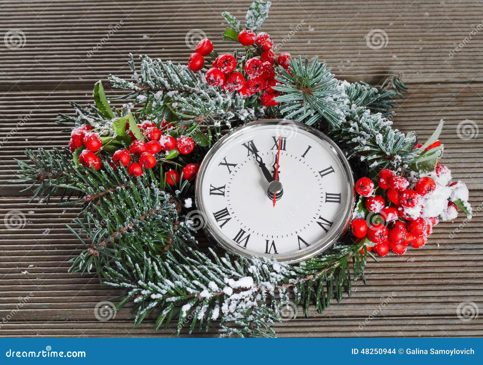 Christmas clock stock photo. Image of snow, pattern, card - 48250944